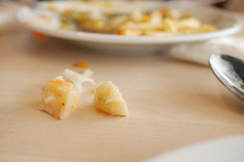Foods Spilled Over the Breakfast Table. Stock Photo - Image of spoon ...