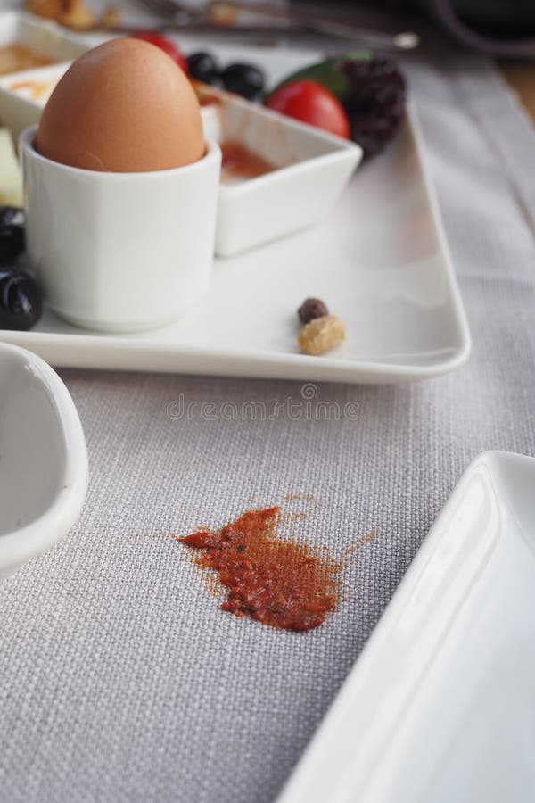 Foods Spilled Over the Breakfast Table. Stock Image - Image of careless ...