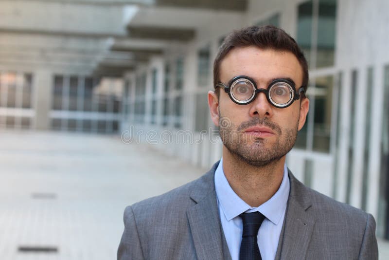 Foolish Geek Looking Stunned in the Office Stock Image - Image of geek ...