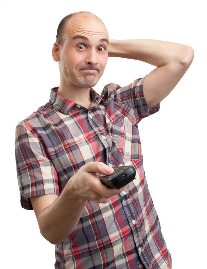 Foolish man looks TV stock photo. Image of attractive - 27654520