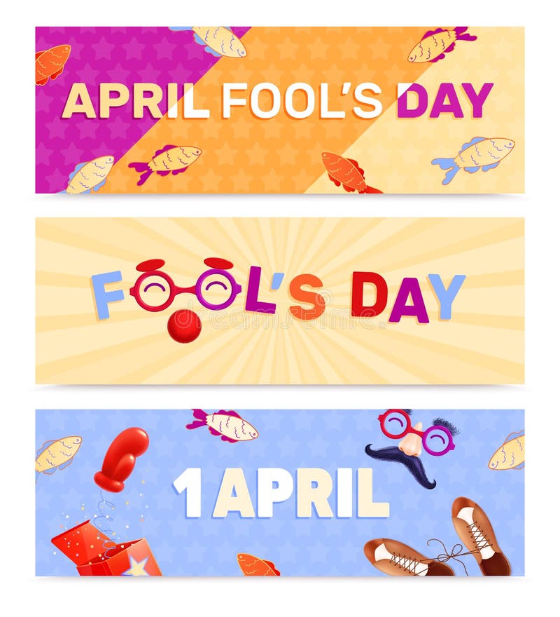 Fools Day Horizontal Banners Stock Vector - Illustration of idiot ...