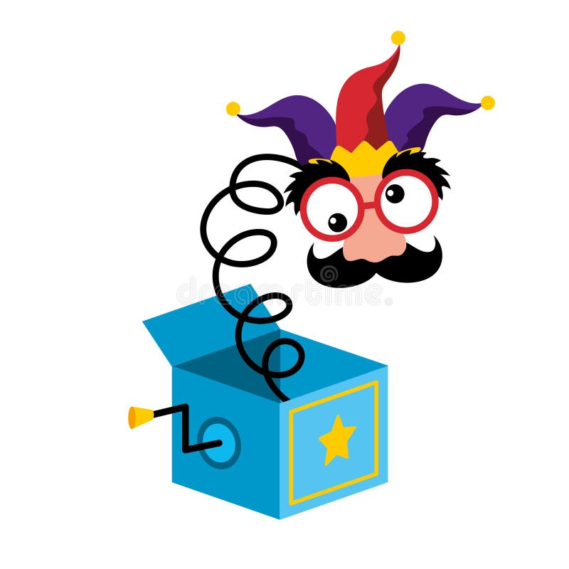 Fools day prank box stock vector. Illustration of clown - 312155487