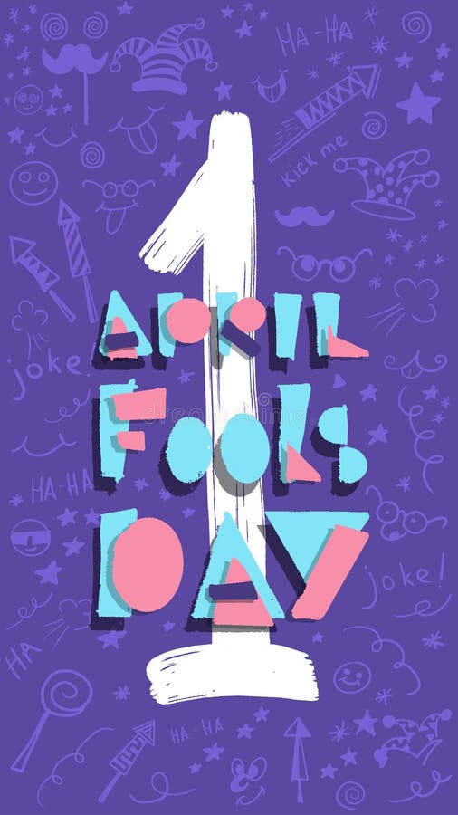 Fools Day Vector Composition Trendy Lettering Template for Instagram ...