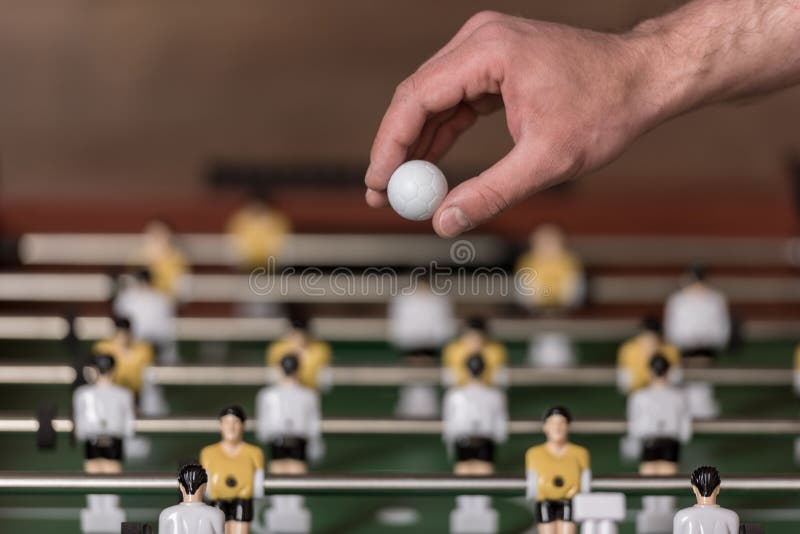 Foosball and Hand with Ball, Selective Focus Stock Image - Image of ...