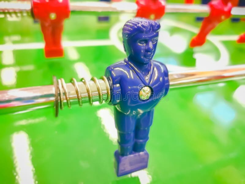 Foosball. Table with Red and Blue Players Detail Perspective. Stock ...