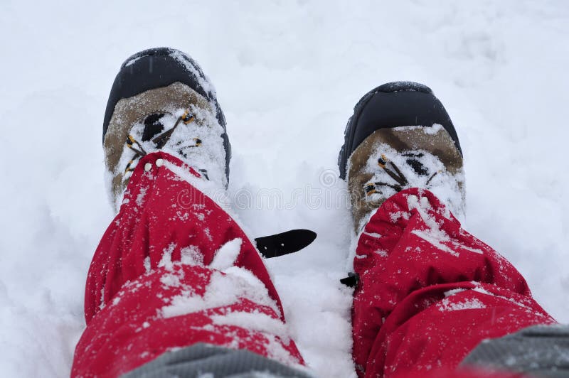 Snowy Feet stock photo. Image of winter, jeans, legs - 22952960