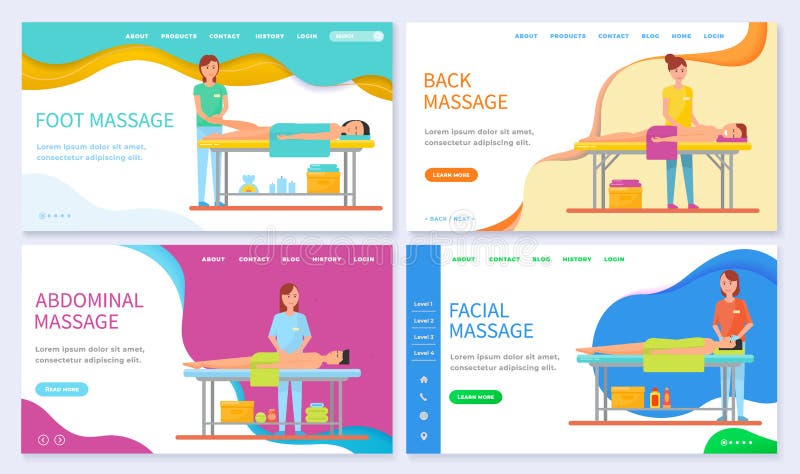 Foot And Abdominal Massage Collection Of Websites Stock Vector Illustration Of Massaging
