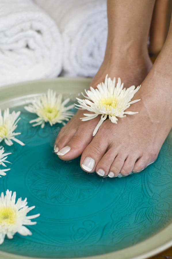 Foot Bath with Herbs and Flowers 3 Stock Photo - Image of relax, bowl ...