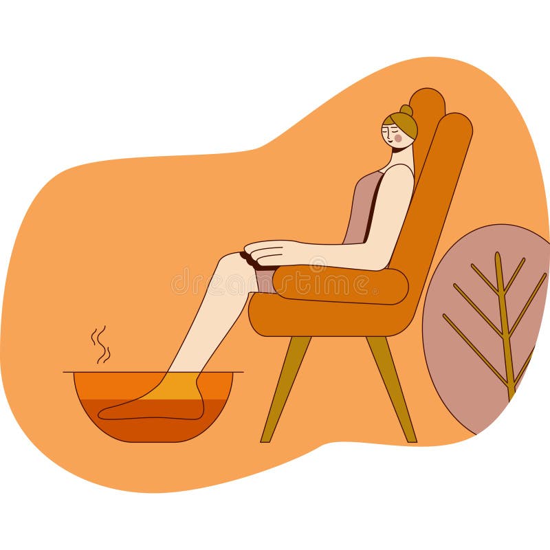 Foot Baths with Essential Oils. SPA Design Concept Stock Vector ...