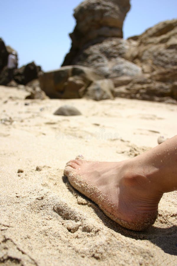 Foot on the Beach stock photo. Image of female, foot, blue - 855916