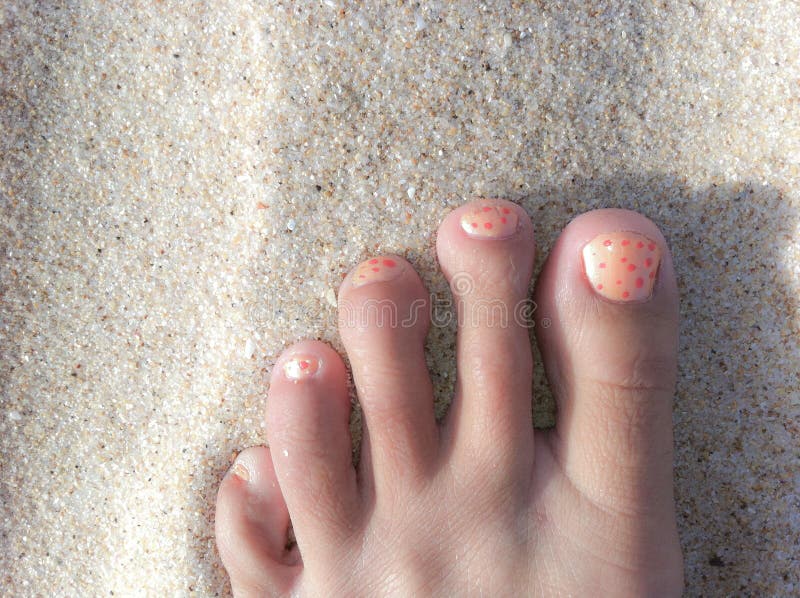 Foot on a Beach with Painted Toe Nails Stock Photo - Image of beach ...