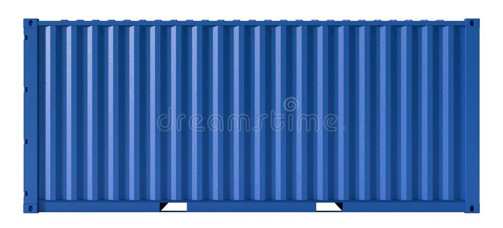 20-Foot Blue Intermodal Container. Side View Stock Photo - Image of ...