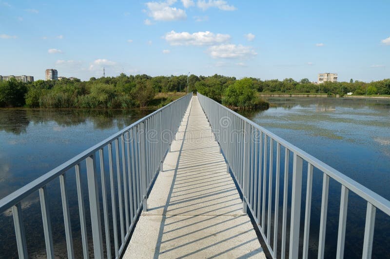 Foot Bridge Over the Lake without People Stock Image - Image of ...