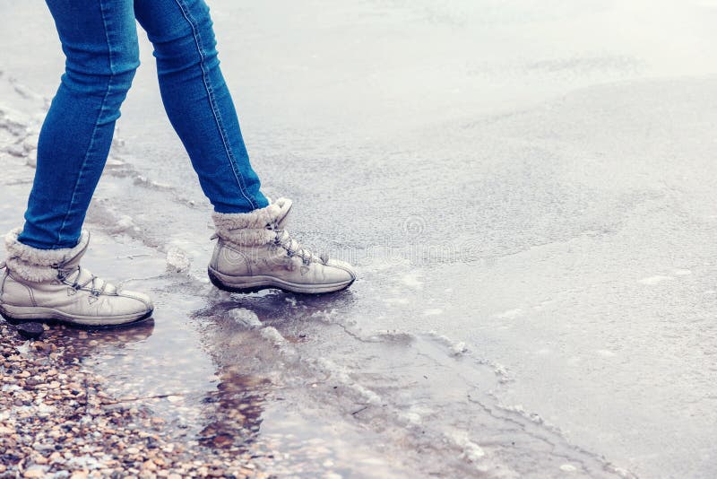 Foot Comes on Thin Ice, Danger in the Spring, Polynya, Ice on the River ...
