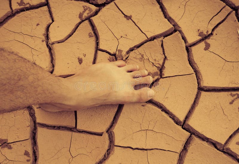 Foot on Crack ground stock image. Image of summer, dryness - 56391055