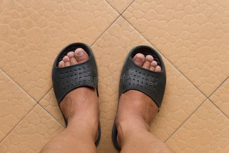 Foot in damage sandals stock image. Image of male, sandals - 85315061