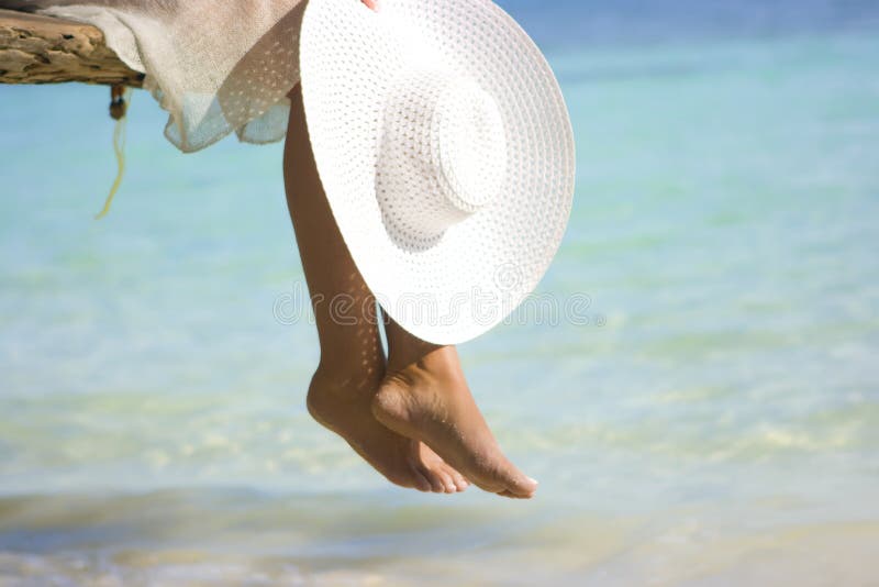 Foot, hat and sea stock image. Image of thailand, lady - 9044621