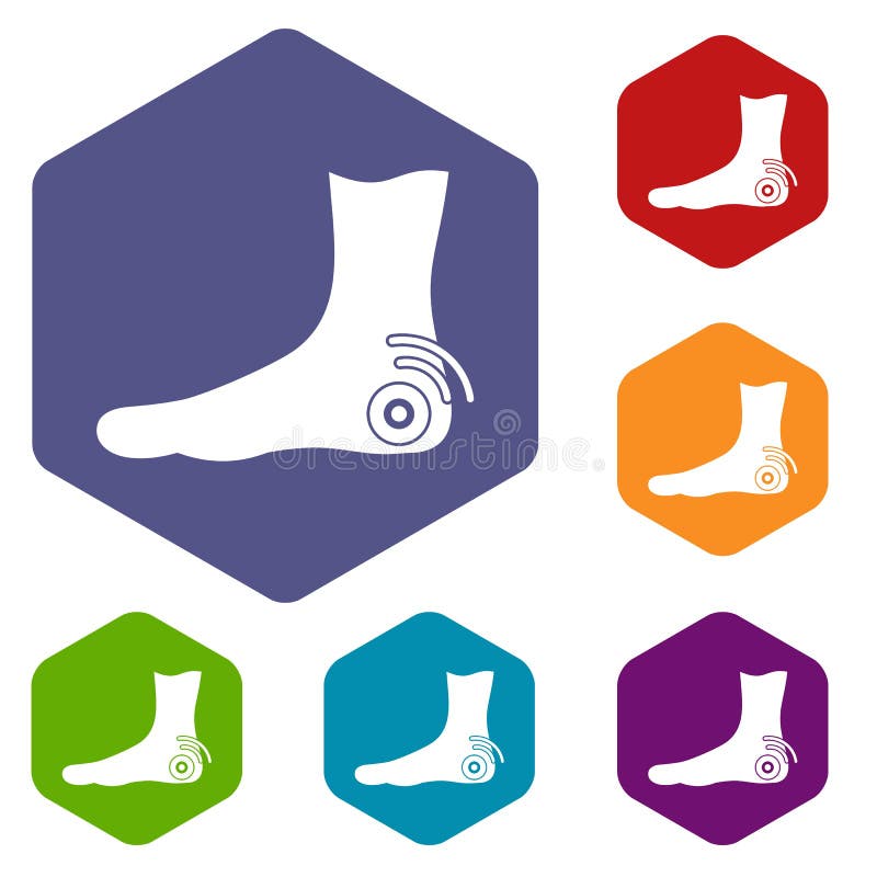 Foot Heel Icons Set Hexagon Stock Vector - Illustration of size, pain ...