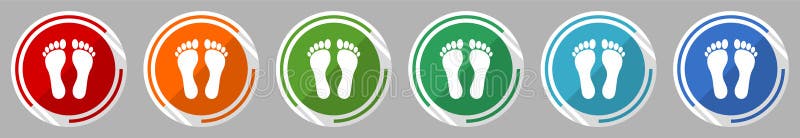 Foot Icon Set, Vector Illustration in 6 Colors Options for Webdesign ...