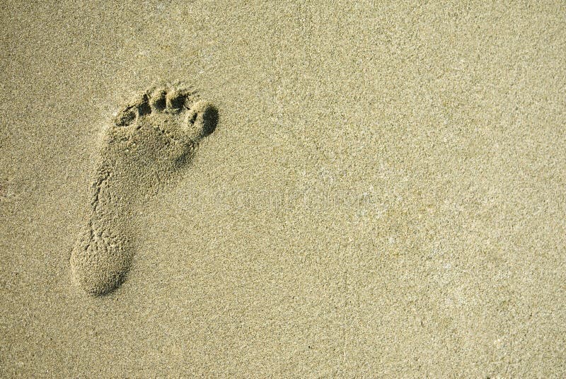 Foot imprint on sand stock photo. Image of sand, copy - 6165836