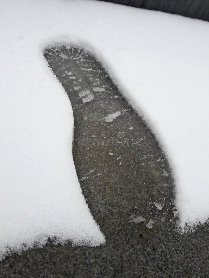 Foot imprint on snow stock image. Image of steps, remains - 258591037