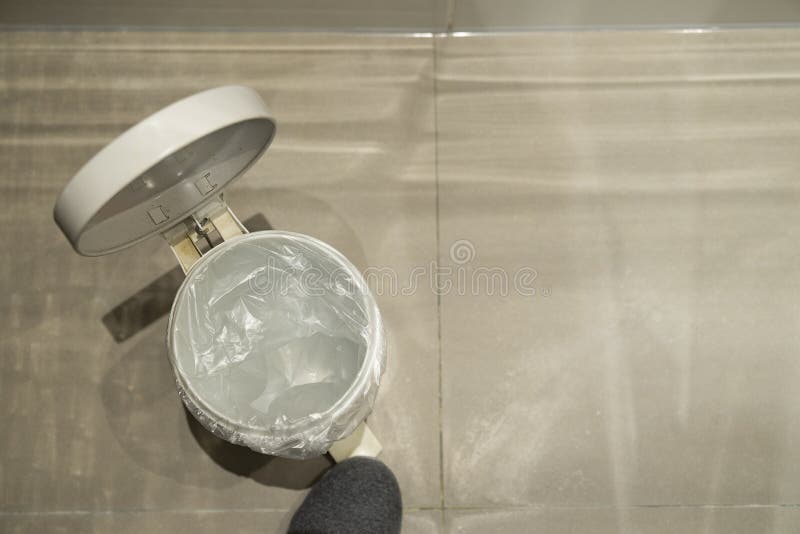 Foot Opening a Pedal Bin Which is Empty Seen from Above with Space for ...