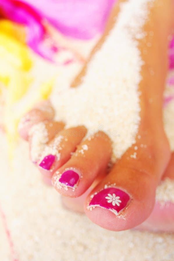 Foot and pedicure stock image. Image of fuchsia, makeup - 10760311