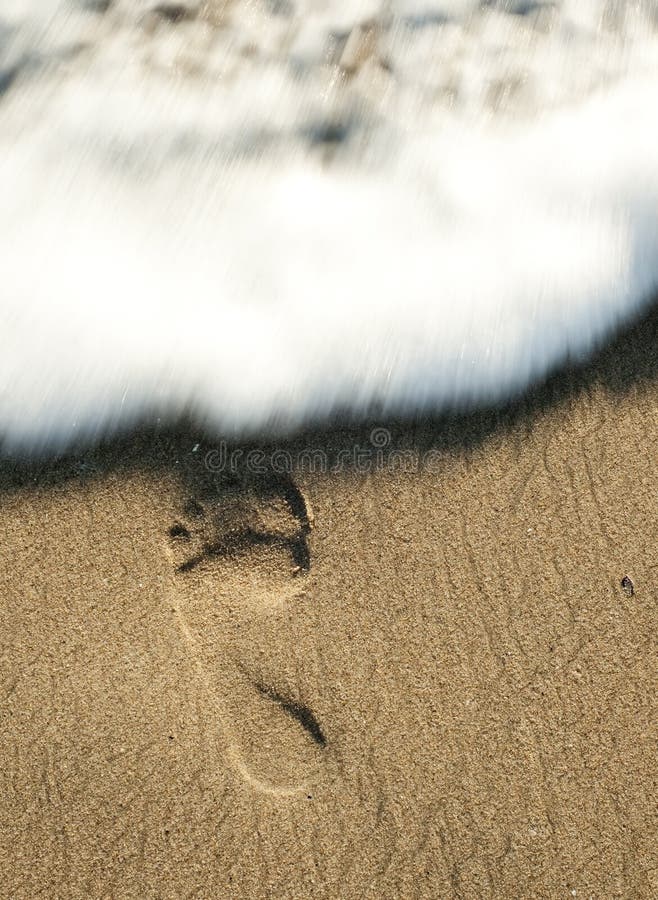 Foot Print on the Sandy Beach Stock Photo - Image of foot, sandy: 240888362