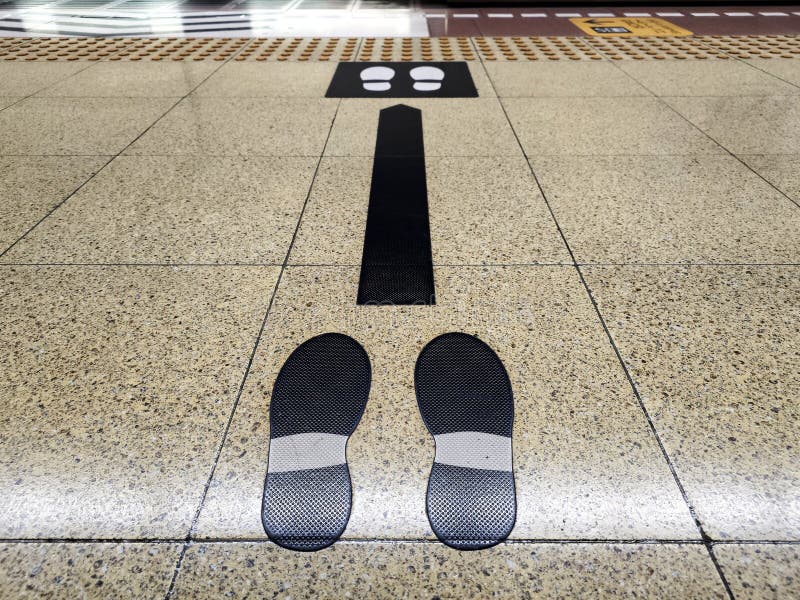 Foot Print on the Train Platform Ground Stock Image - Image of lane ...