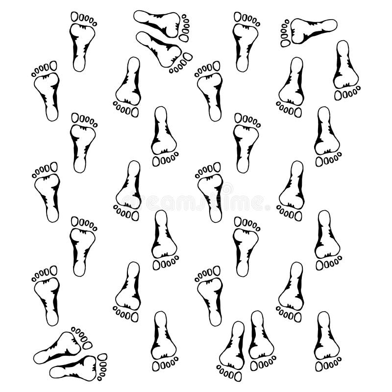 Foot Prints. Doodle Foot Prints. Vector Stamp of Legs. Hand Drawn ...