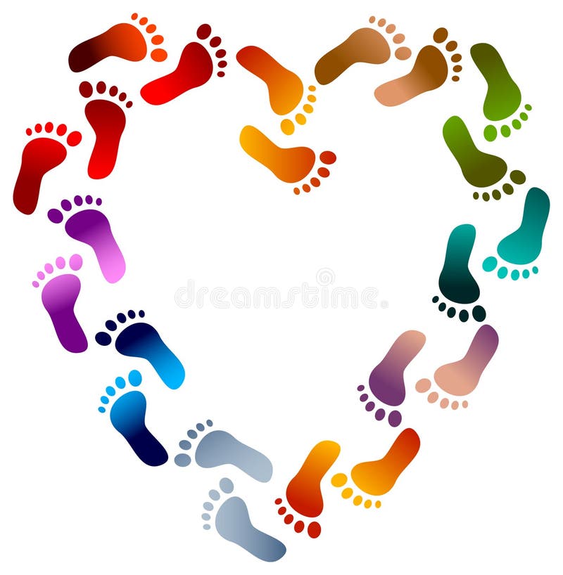 Foot prints heart stock vector. Illustration of print - 76002056