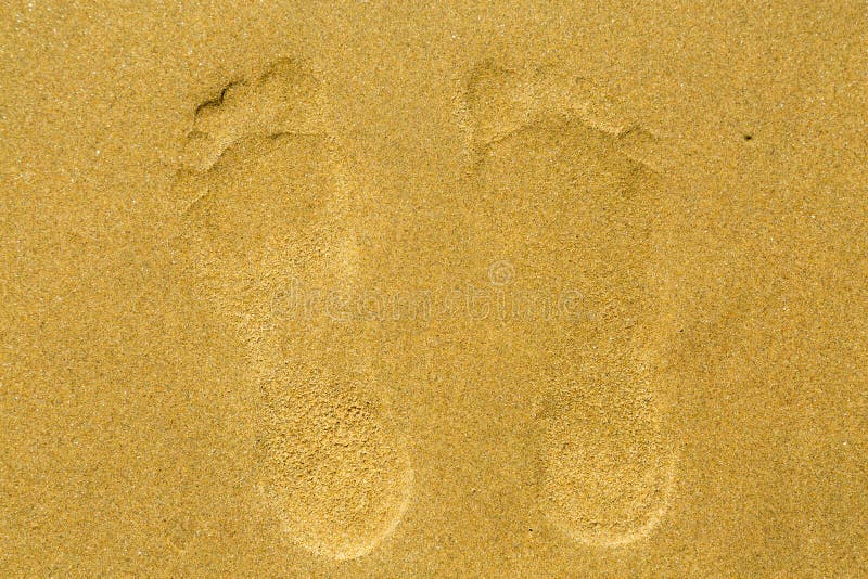 Foot Prints of Human Feet on the Sand. Vacation Concept Stock Image ...