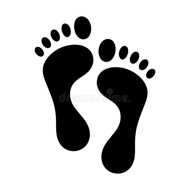 Foot Prints Icon Set. Human Footprints Icon Isolated on White Stock ...
