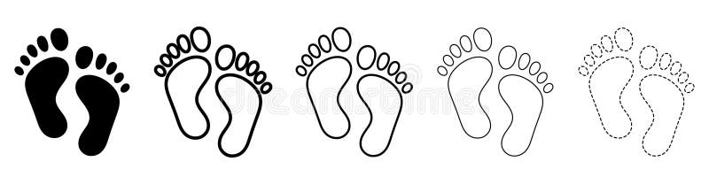Foot Prints Icon Set. Human Footprints Linear Icon Isolated on White ...