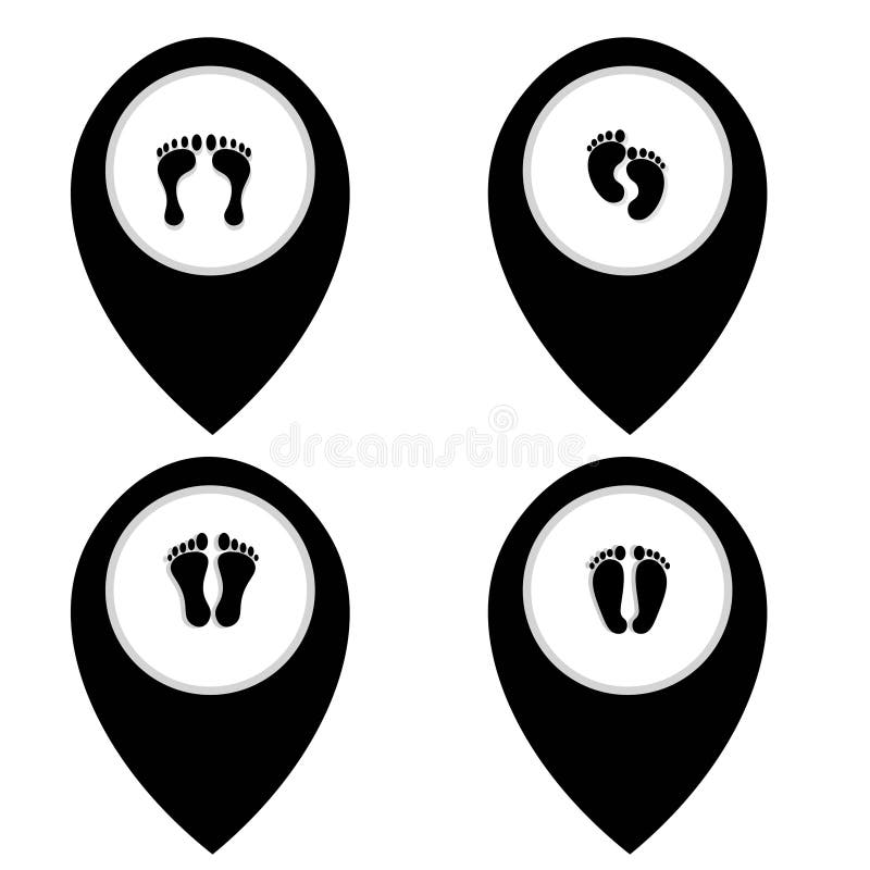 Foot Prints Vector Set Black and White Stock Vector - Illustration of ...