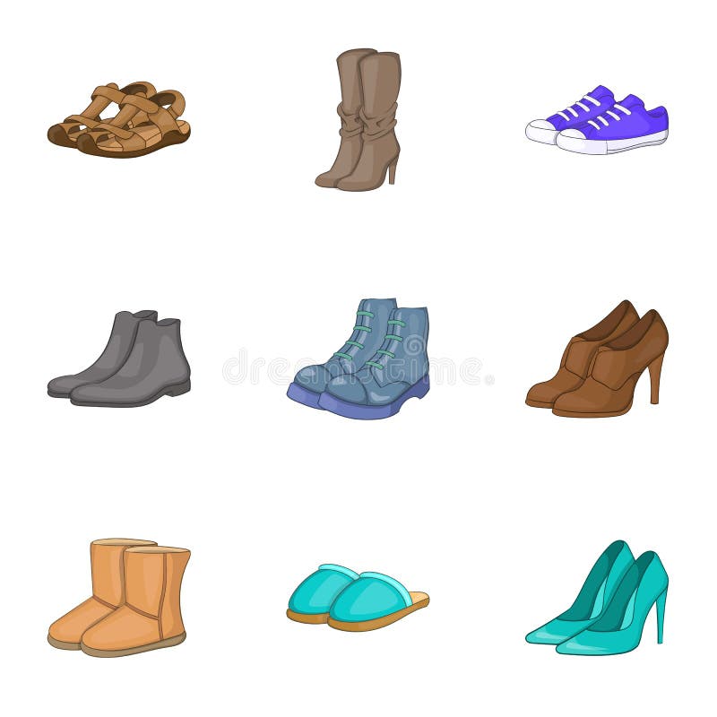 Foot Protection Icons Set, Cartoon Style Stock Vector - Illustration of ...