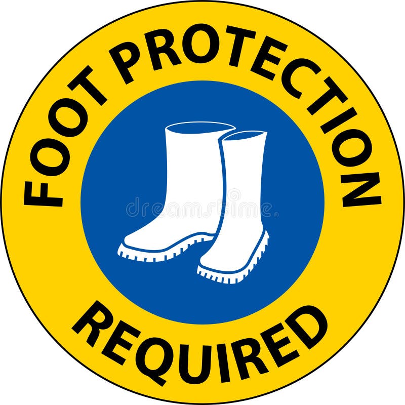 Foot Protection Required Sign on White Background Stock Vector ...