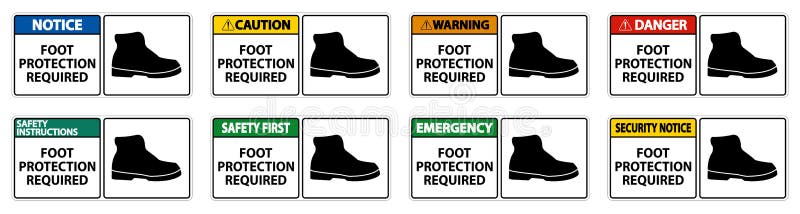 Foot Protection Required Wall Symbol Sign Isolate on Transparent ...
