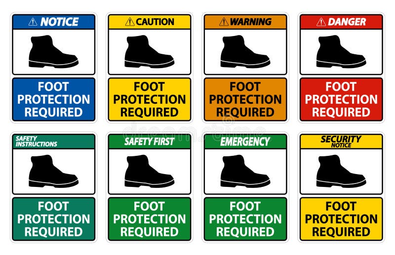 Foot Protection Required Wall Symbol Sign Isolate on Transparent ...