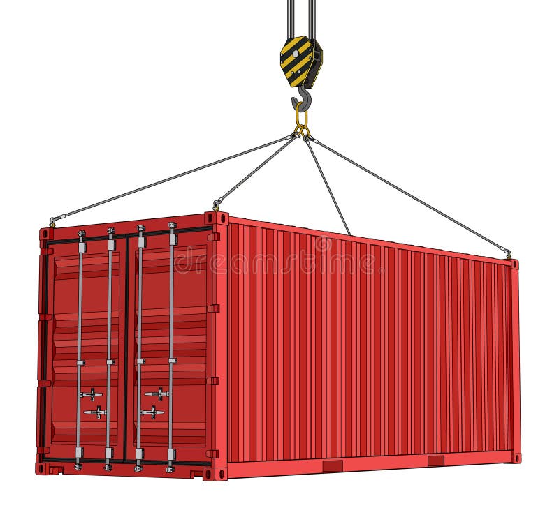 Container Hanging on the Hook of a Crane Vector Illustration Stock ...
