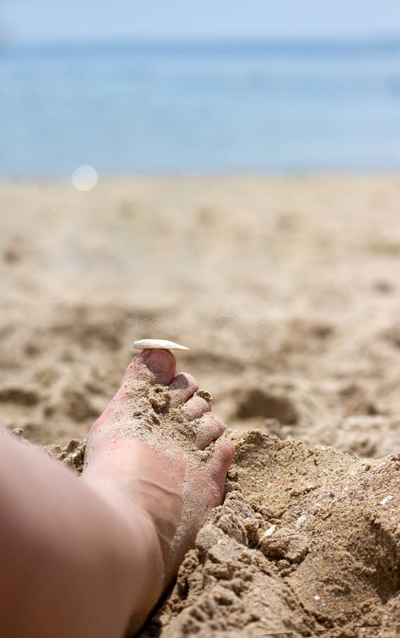Foot in sand stock photo. Image of foot, lifestyle, person - 56322058