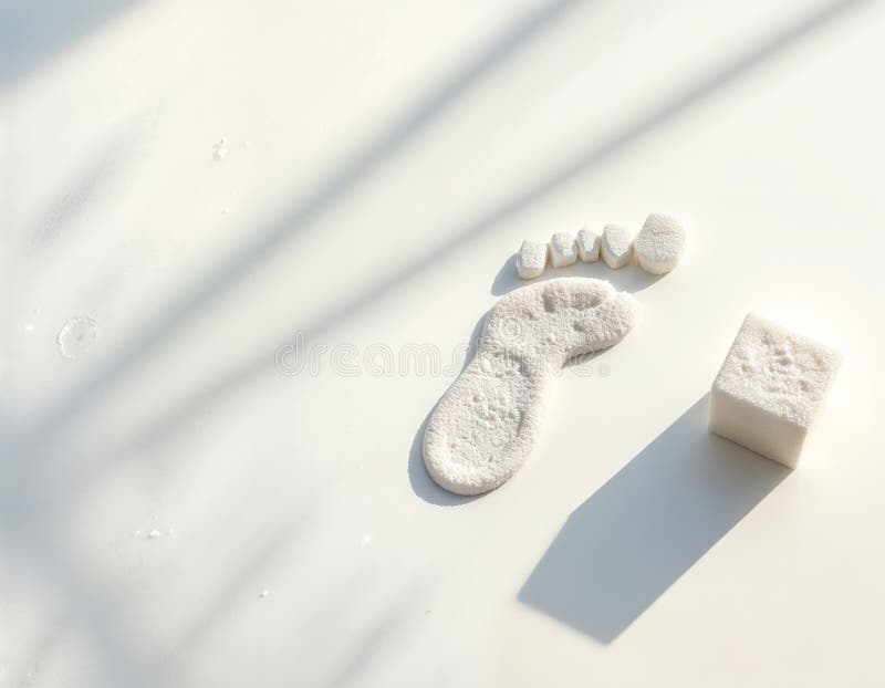 A Foot Shaped Sugar Cube and a Sugar Cube is on a White Background ...
