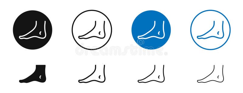 Foot Side View Thin Line Vector Icon Set Stock Vector - Illustration of ...