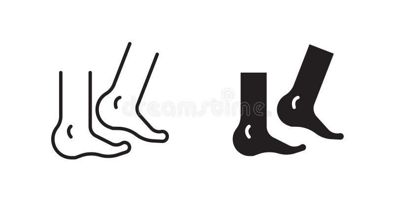 Foot Side View Thin Line Vector Icon Set Stock Vector - Illustration of ...