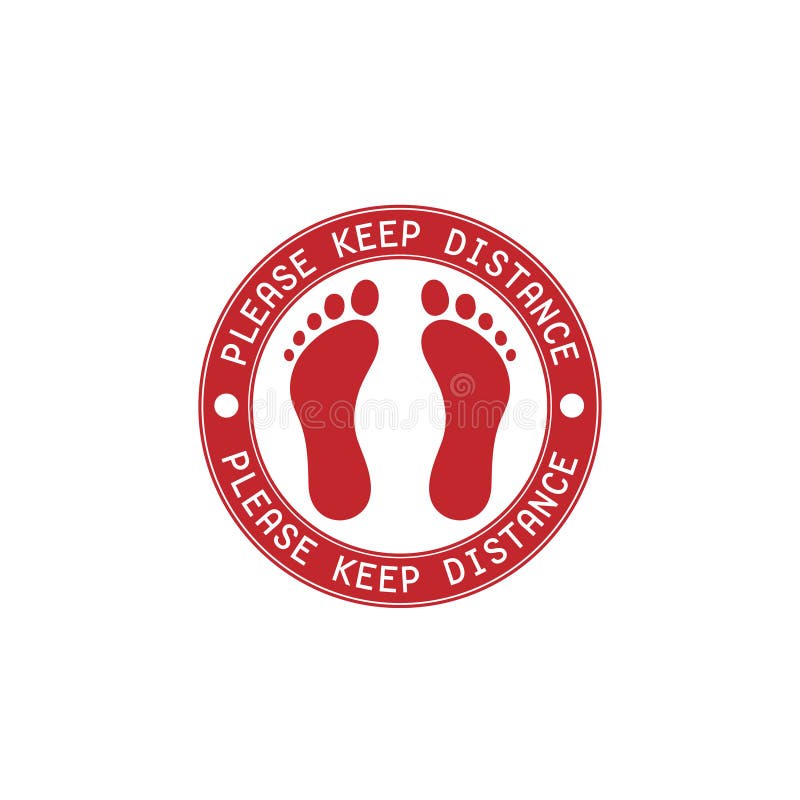 Foot Sign with the Inscription Please Keep Your Distance Stock Vector ...