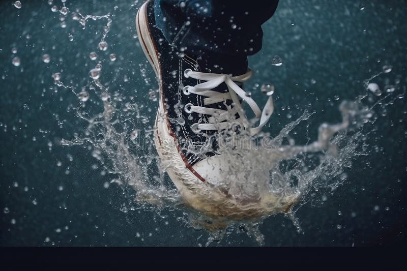 A Foot in a Sneaker Steps on a Puddle Stock Illustration - Illustration ...