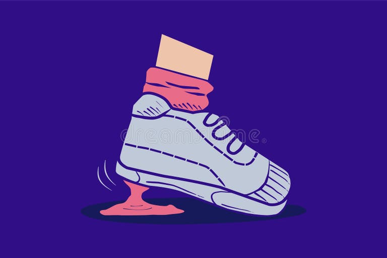 Foot step on chewing gum stock vector. Illustration of stickiness ...
