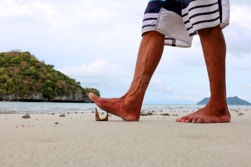 Foot Stepping on Broken Glass. Stock Photo - Image of foot, beware ...