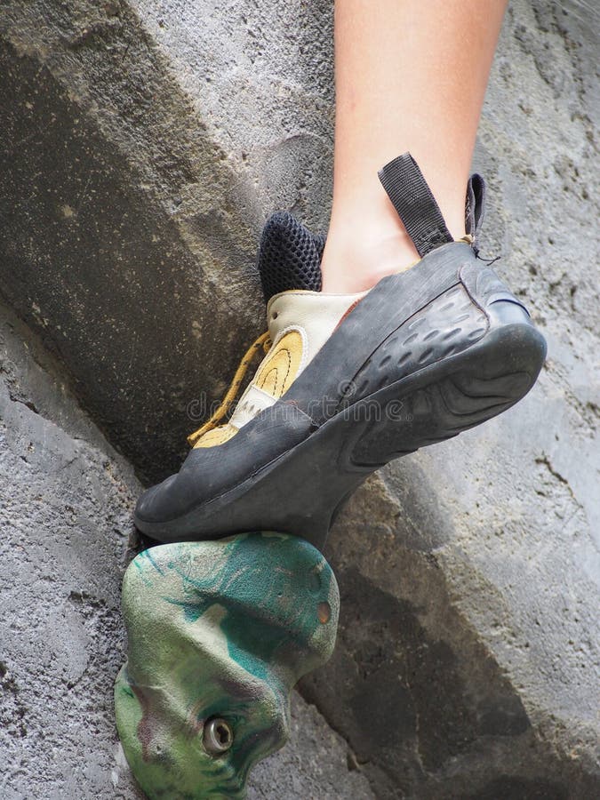 Foot Stepping on the Rock in Rock Climbing Sport Stock Image - Image of ...