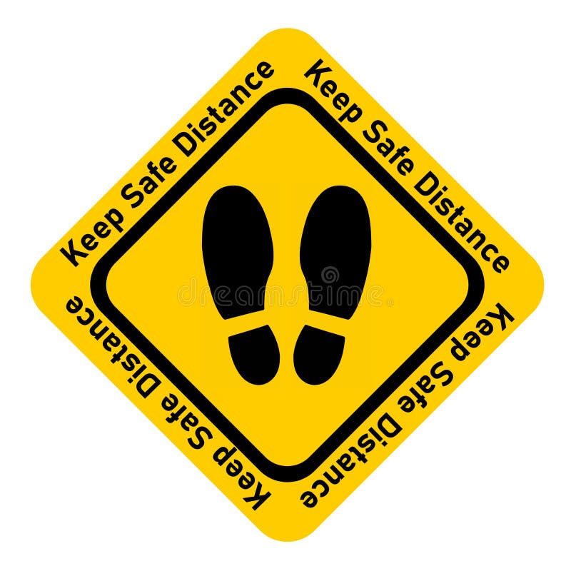 Foot Steps with Keep Safe Distance Message Vector Illustration Stock ...